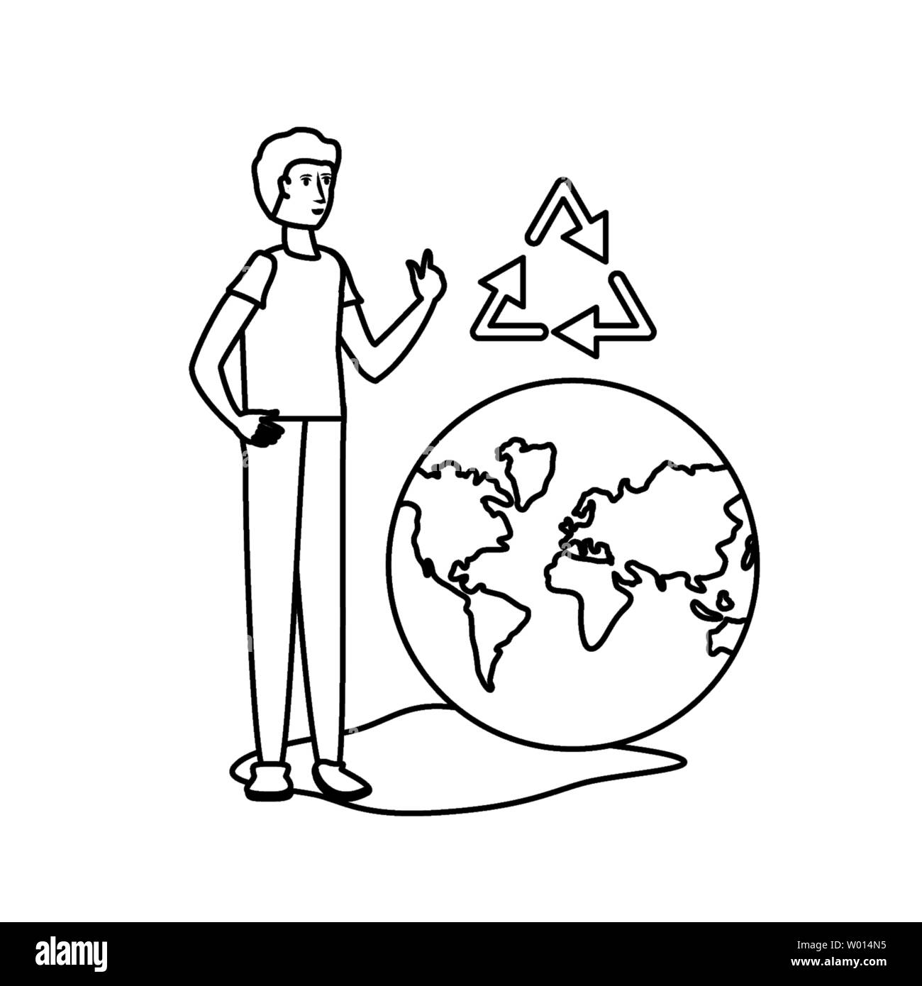 Planet sphere and avatar man design, Continent earth world globe ocean ...