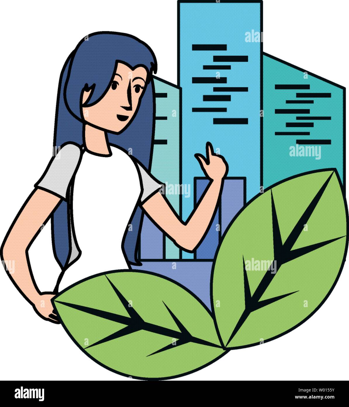 Avatar woman and city design, Sustainability eco friendly green recycle ...