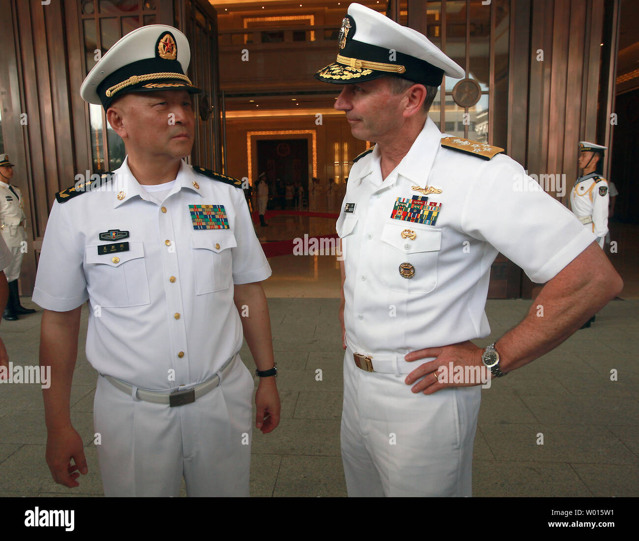 U.S. Chief of Naval Operations Admiral Jonathan Greenert (R) and ...
