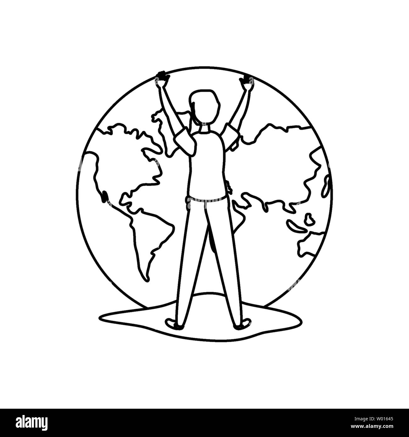 Planet sphere and avatar man design, Continent earth world globe ocean ...
