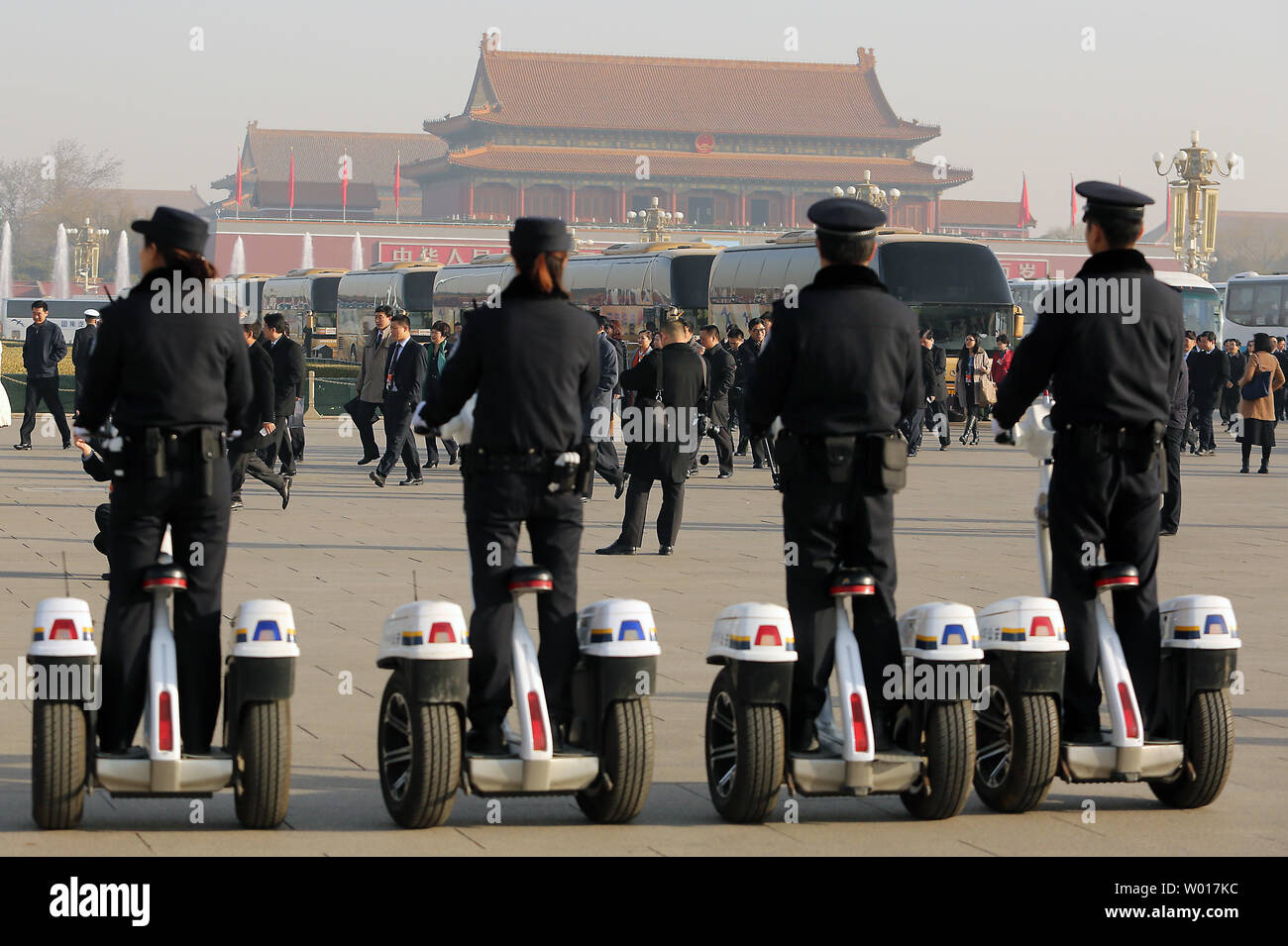 Chinese patrol Tiananmen Squares as delegates attend the closing ...