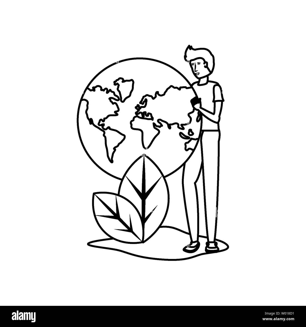 Planet sphere and avatar man design, Continent earth world globe ocean ...