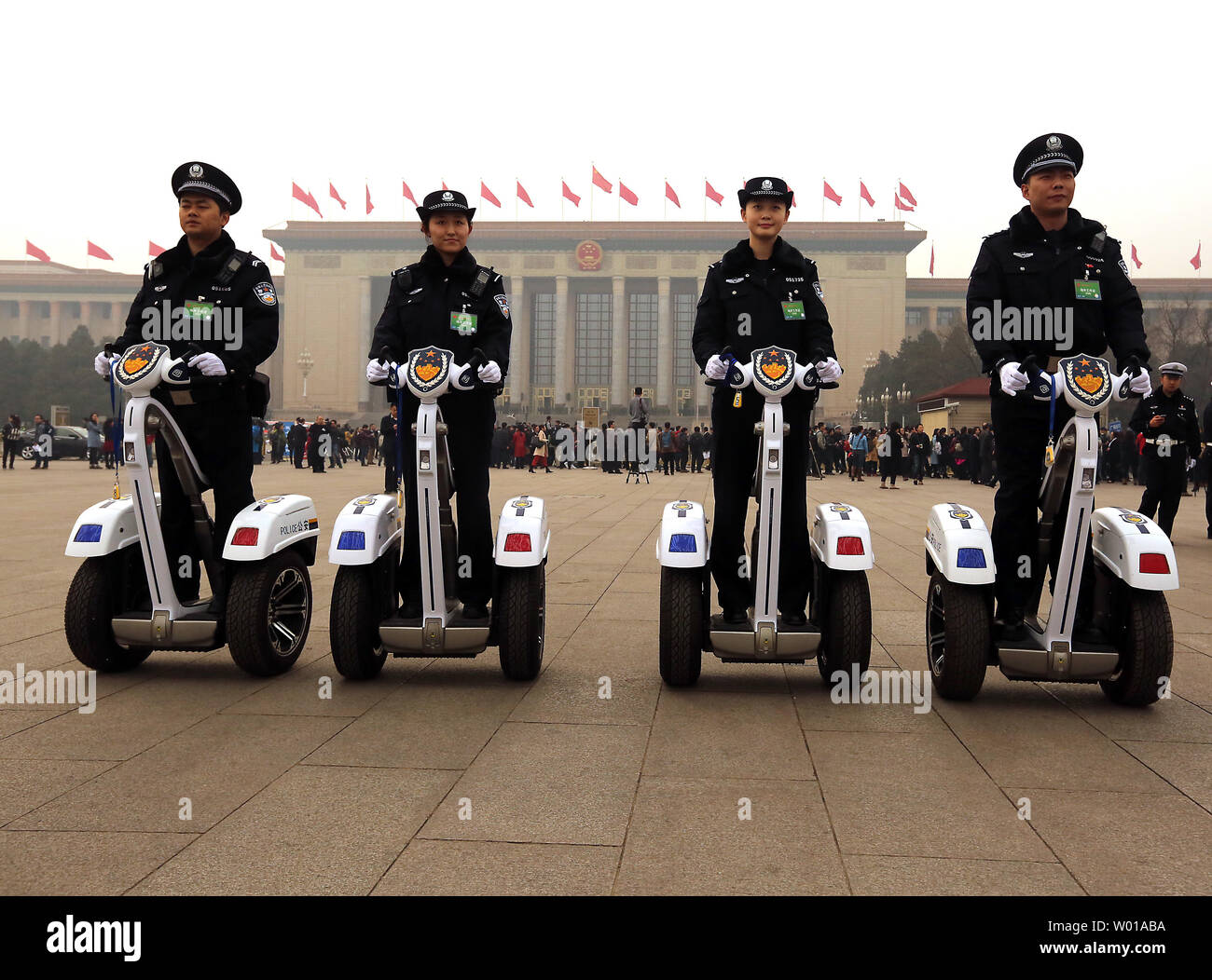 Chinese police patrol Tiananmen Square on Chinese-made 'segways' as ...