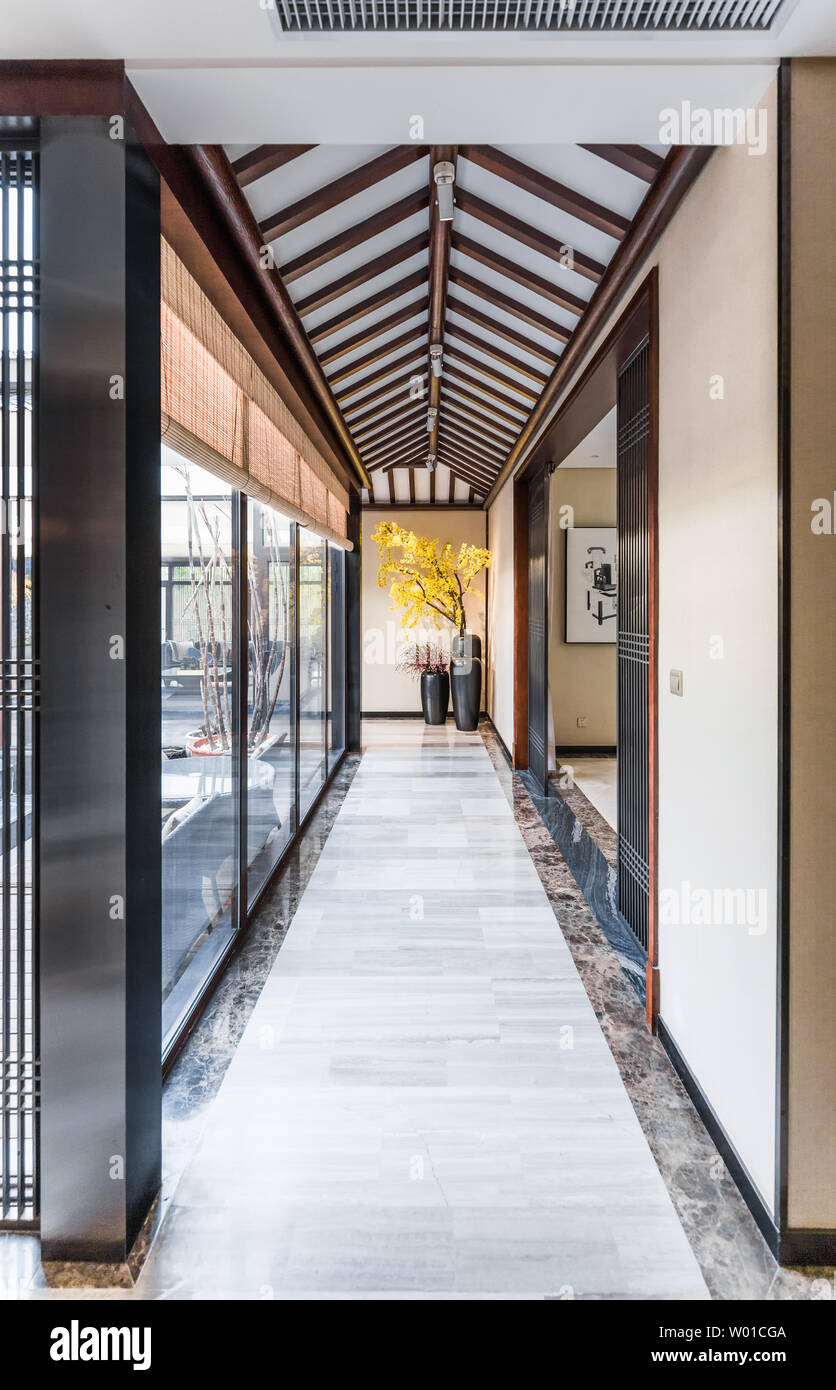 Modern home model room space design corridor hall HD picture Stock ...