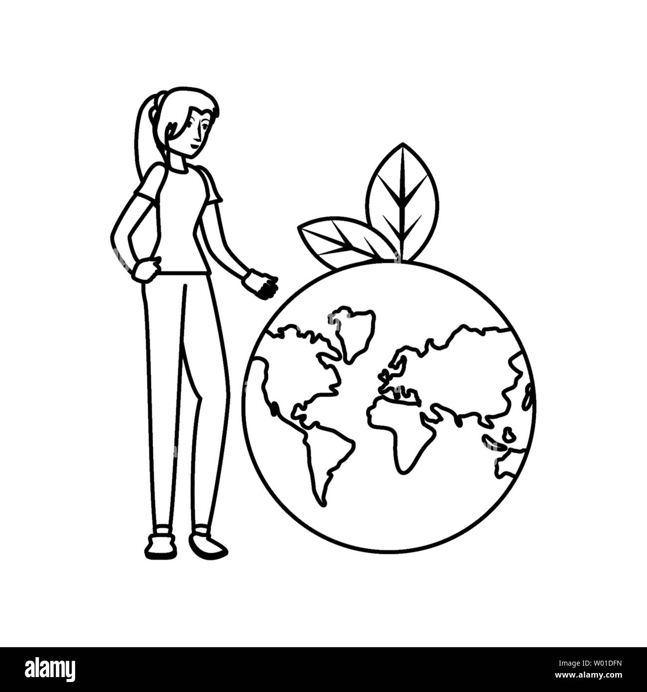 Planet sphere and avatar woman design, Continent earth world globe ...