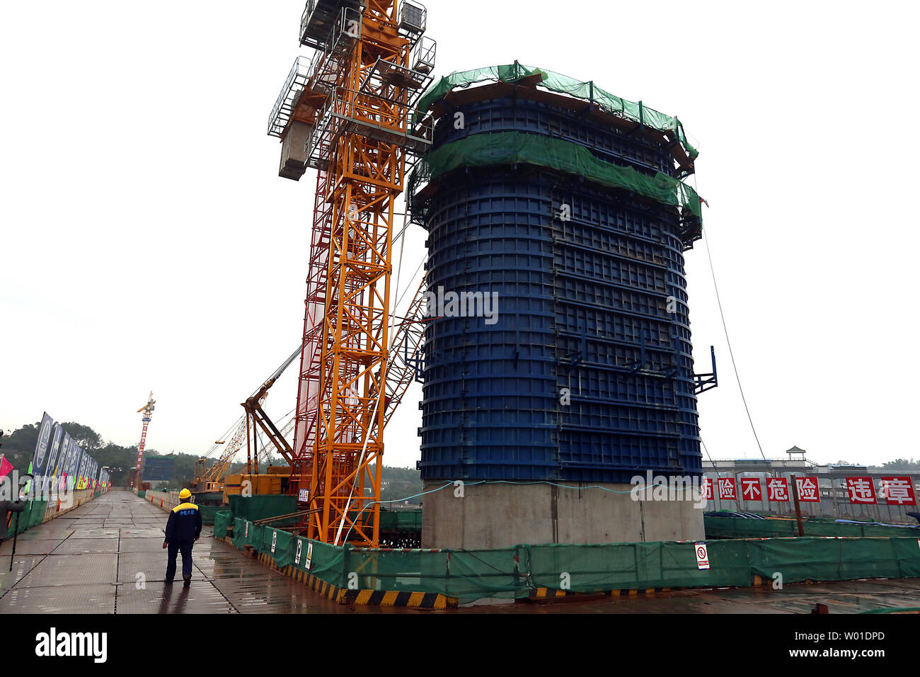 Construction continues on a high-speed rail line being built near ...