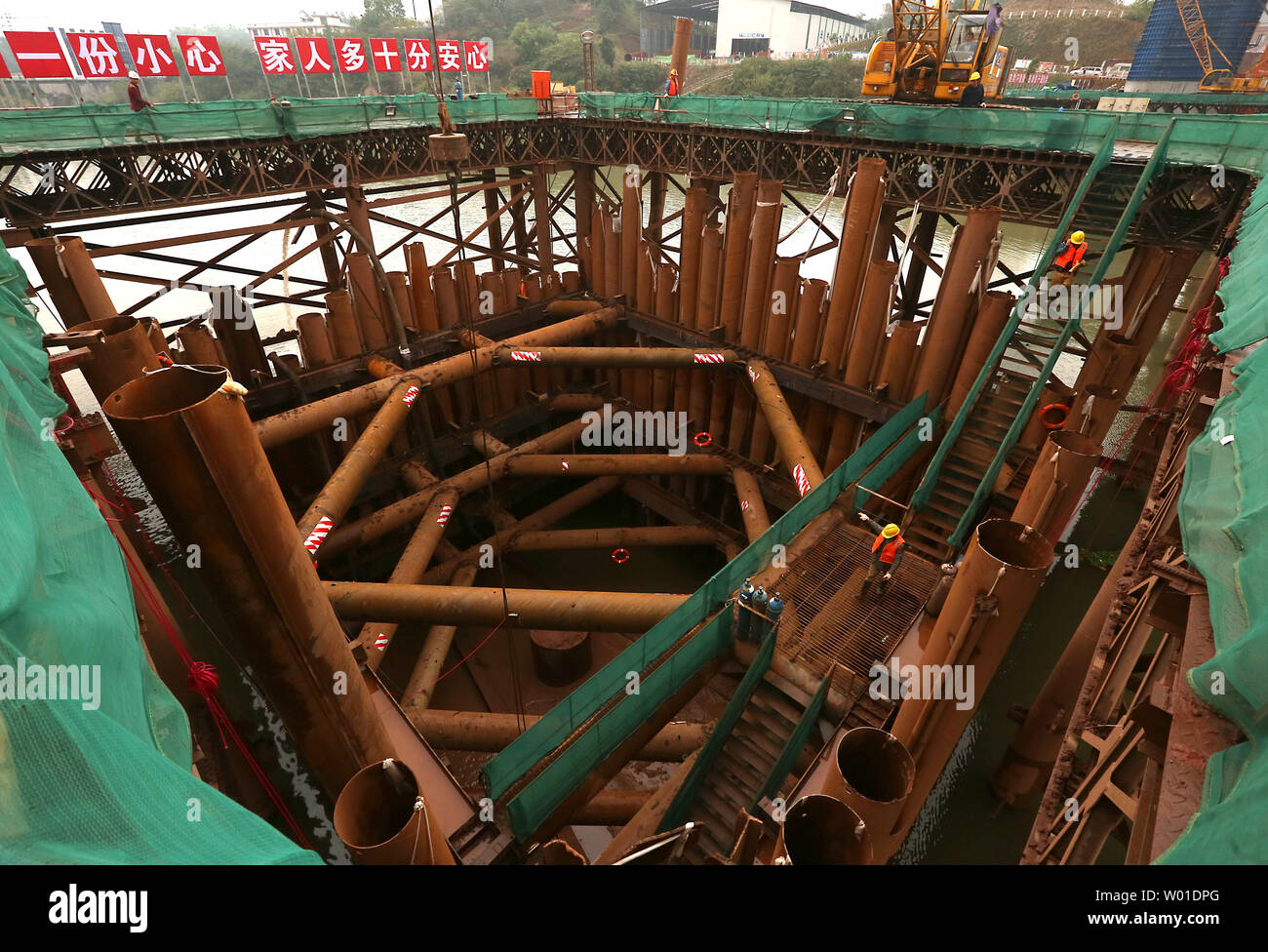 Construction continues on a high-speed rail line being built near ...