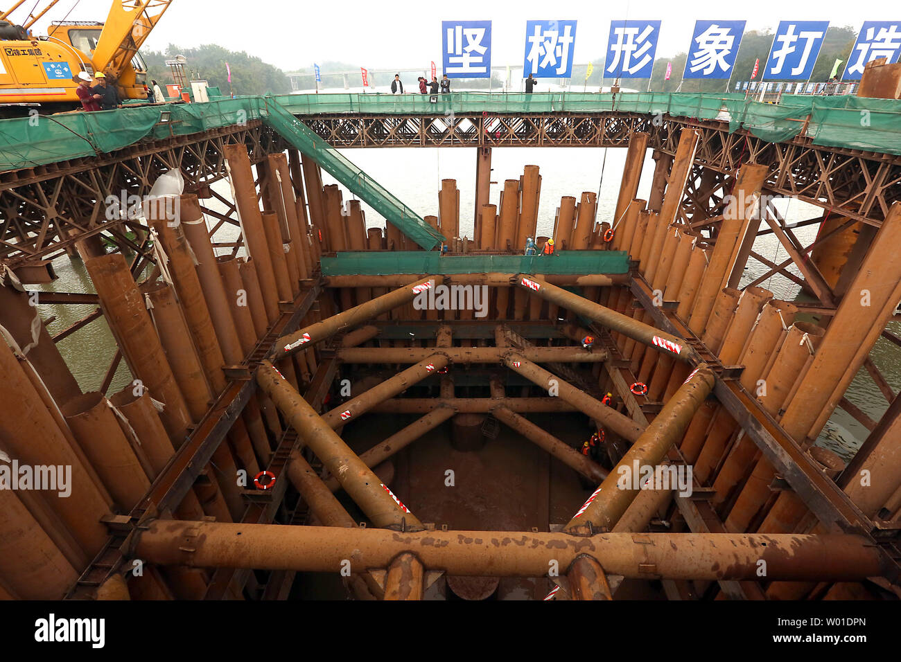 Construction continues on a high-speed rail line being built near ...