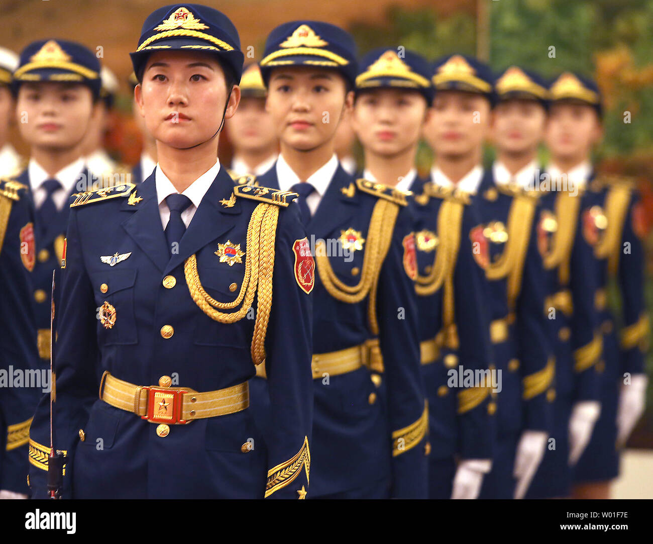 Peoples' Liberation Army (PLA) soldiers arrive to perform honor guard ...