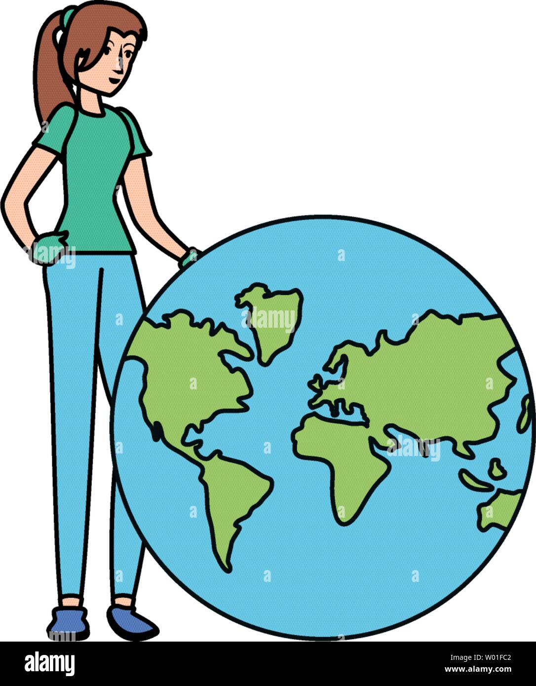 Avatar woman with planet sphere design, Continent earth world globe ...