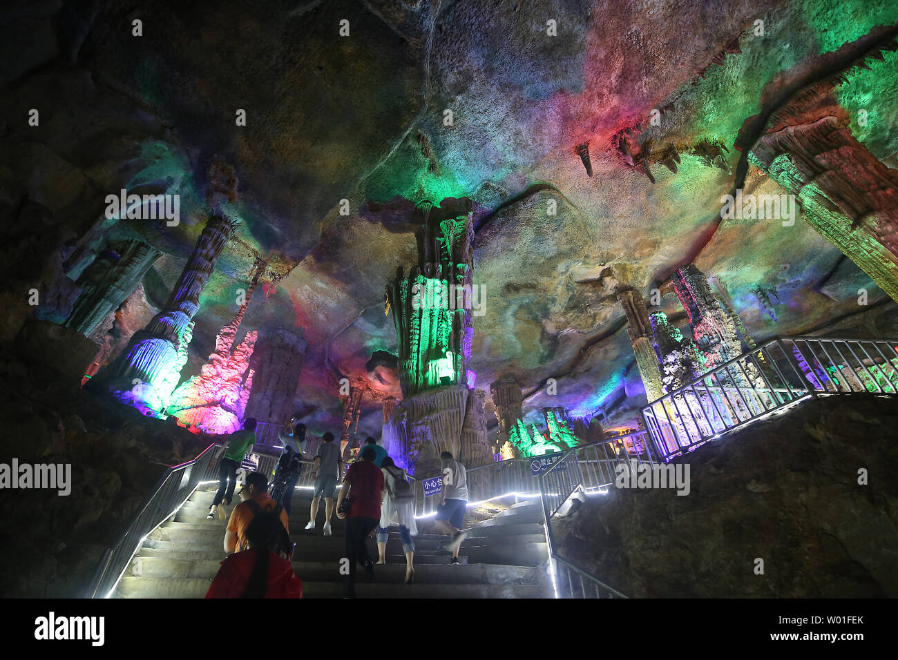 Chinese tourists visit the The Great Rift Valley of Mount Tai, Shandong ...