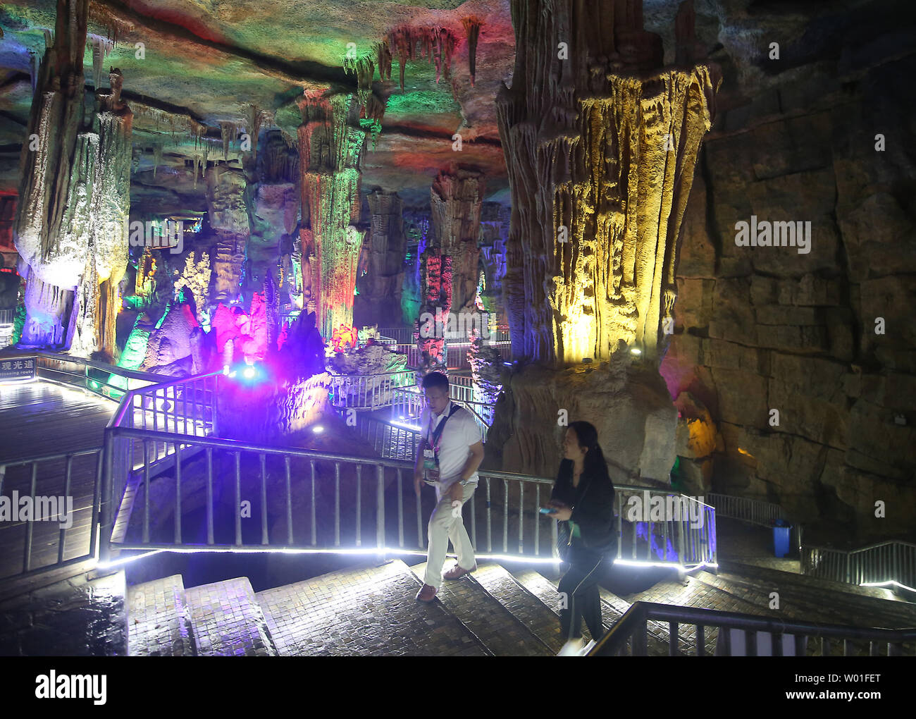 Chinese tourists visit the The Great Rift Valley of Mount Tai, Shandong ...