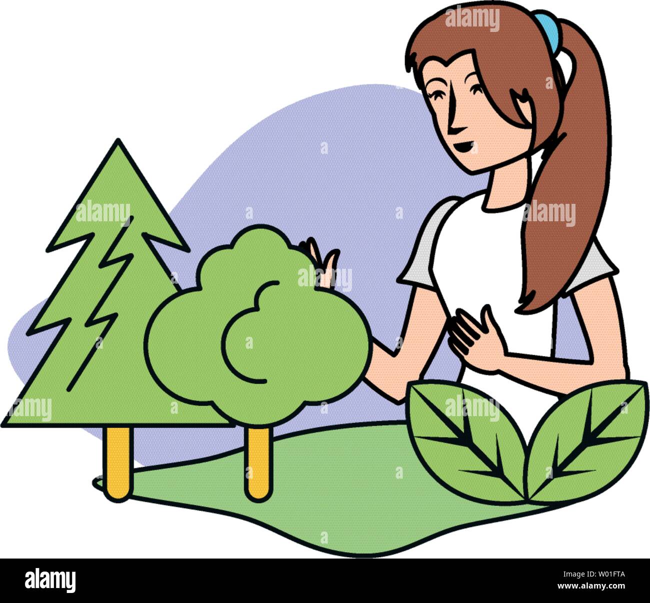 Avatar woman with trees design, Nature plant summer season environment ...