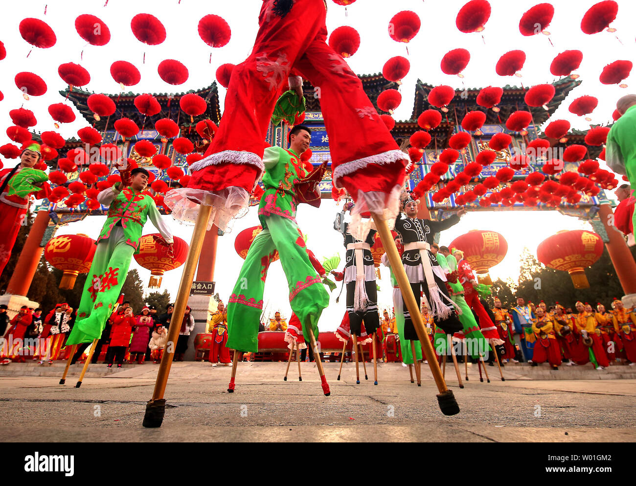Chinese actors perform traditional Spring Festival dances on the ...