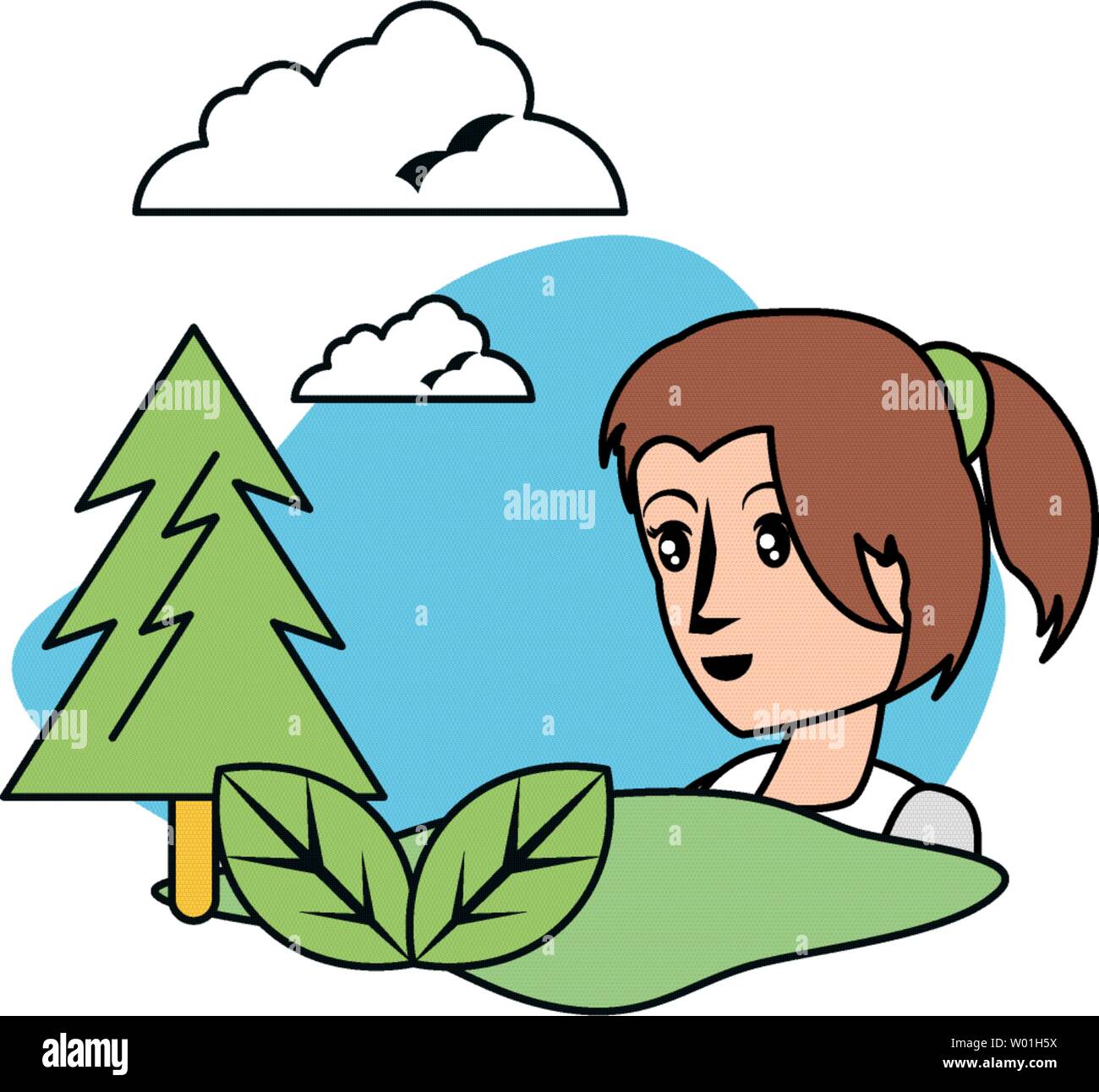 Avatar woman with tree design, Nature plant summer season environment ...