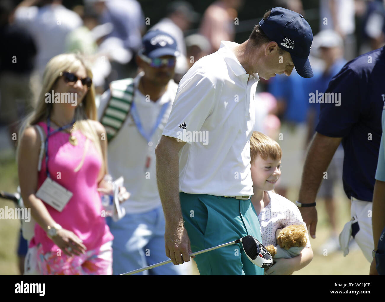 Brian Gaffney walks after a tee shot in a practice round at the PGA ...