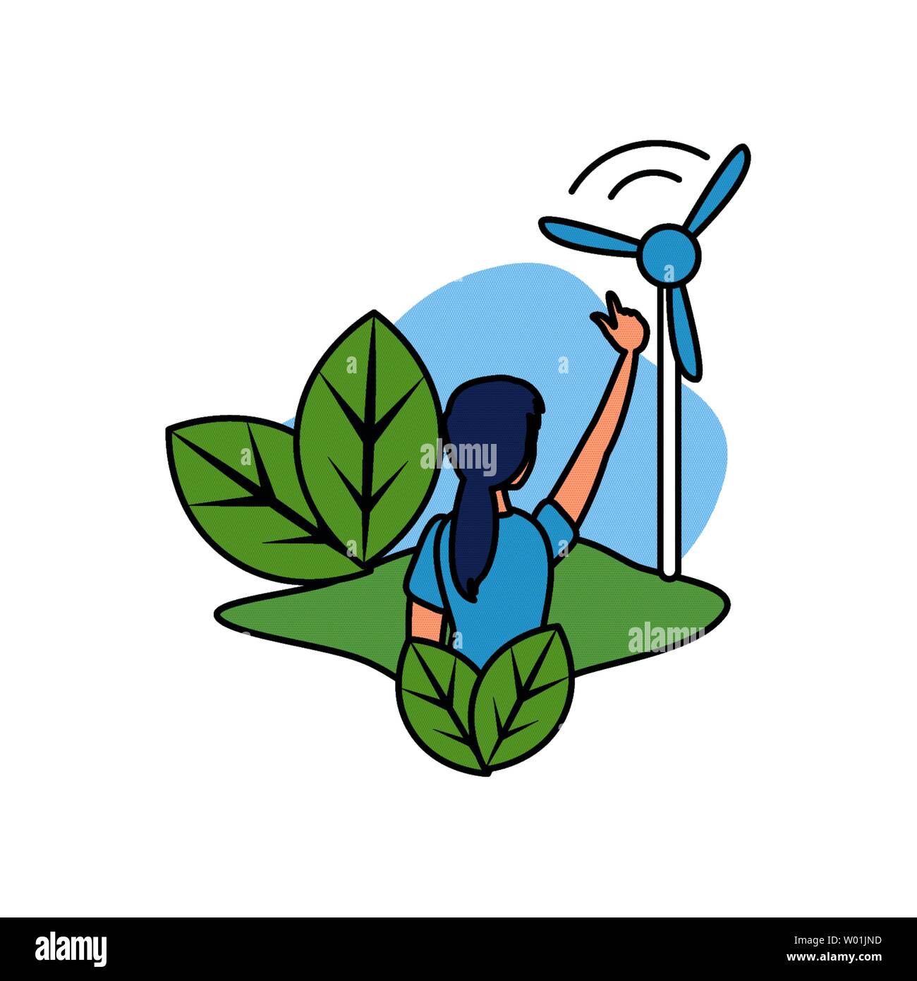 Avatar woman and wind mill design, Sustainability eco friendly green ...