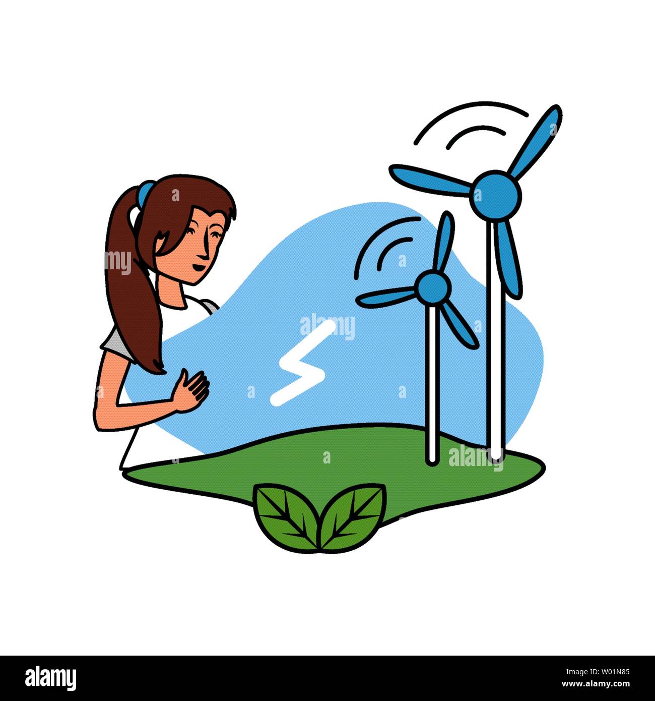 Avatar woman and wind mill design, Sustainability eco friendly green ...