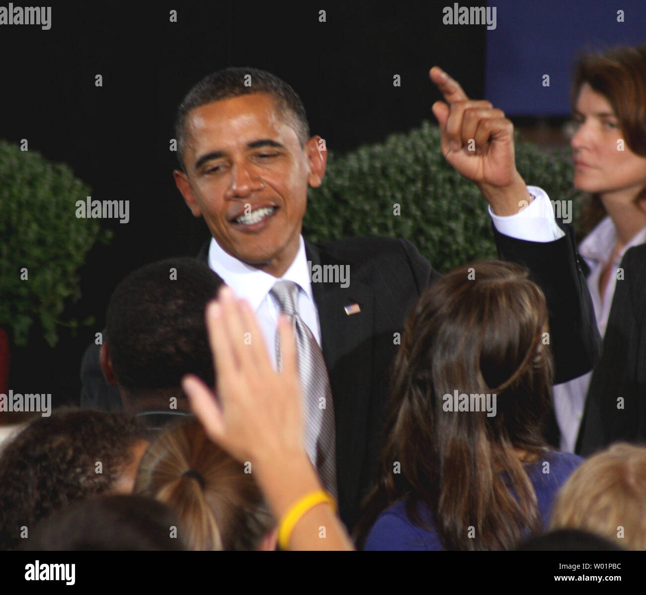 U.S. President Barack Obama greets students following his Back To ...