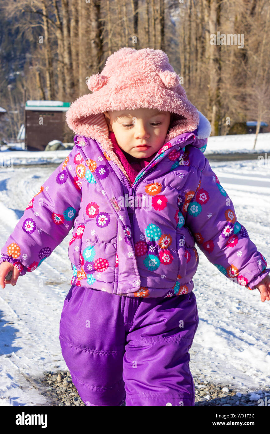 20 months old baby enjoying the nice weather outside. Toddler girl ...