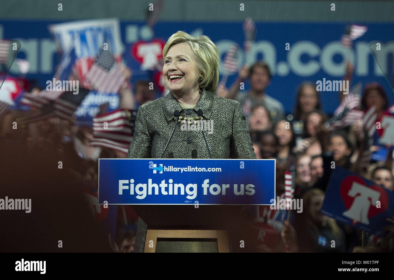 Democratic presidential candidate Hillary Clinton speaks at her primary ...