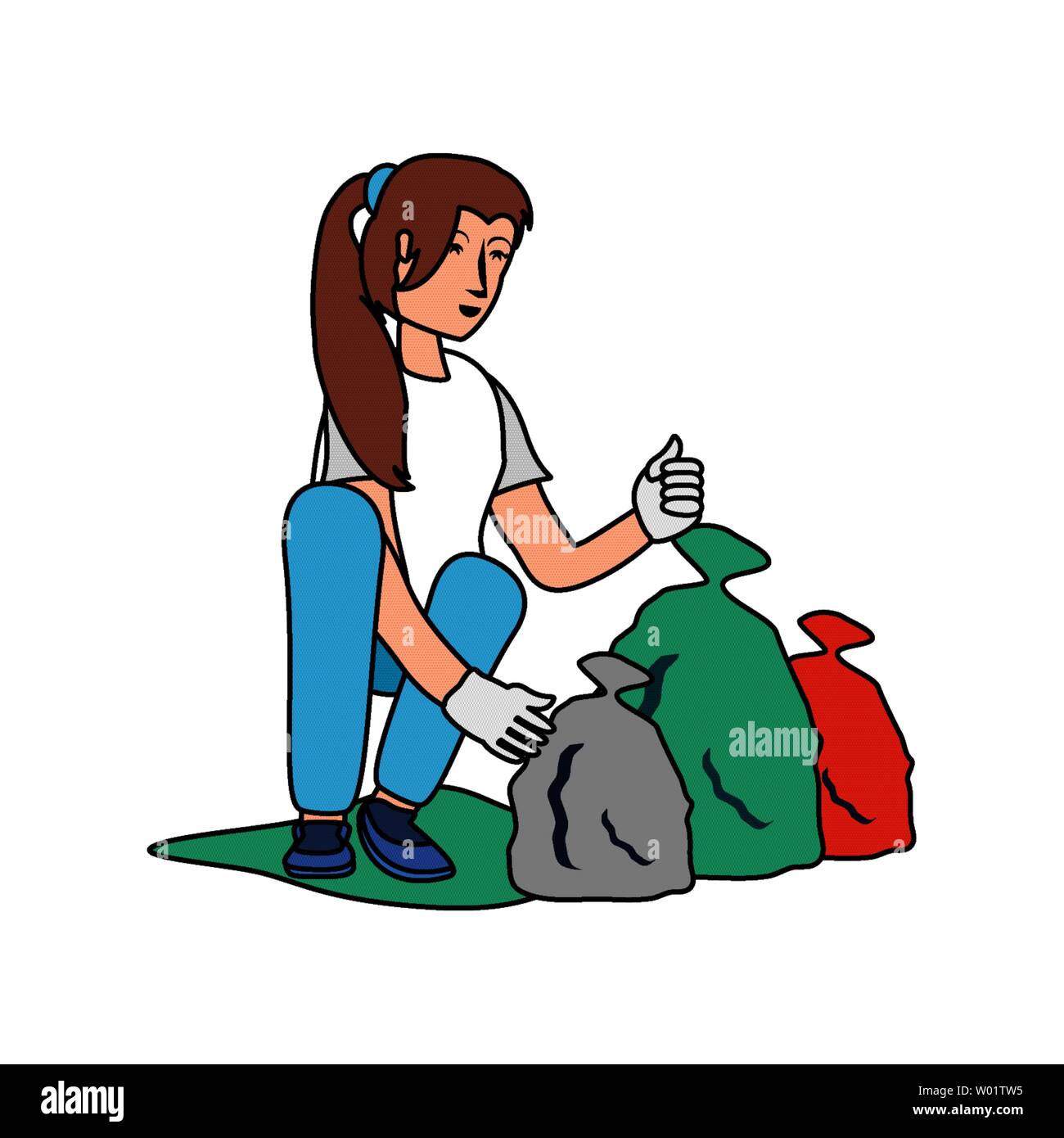 Avatar woman with trash bag design, Garbage recycle ecology eco save ...