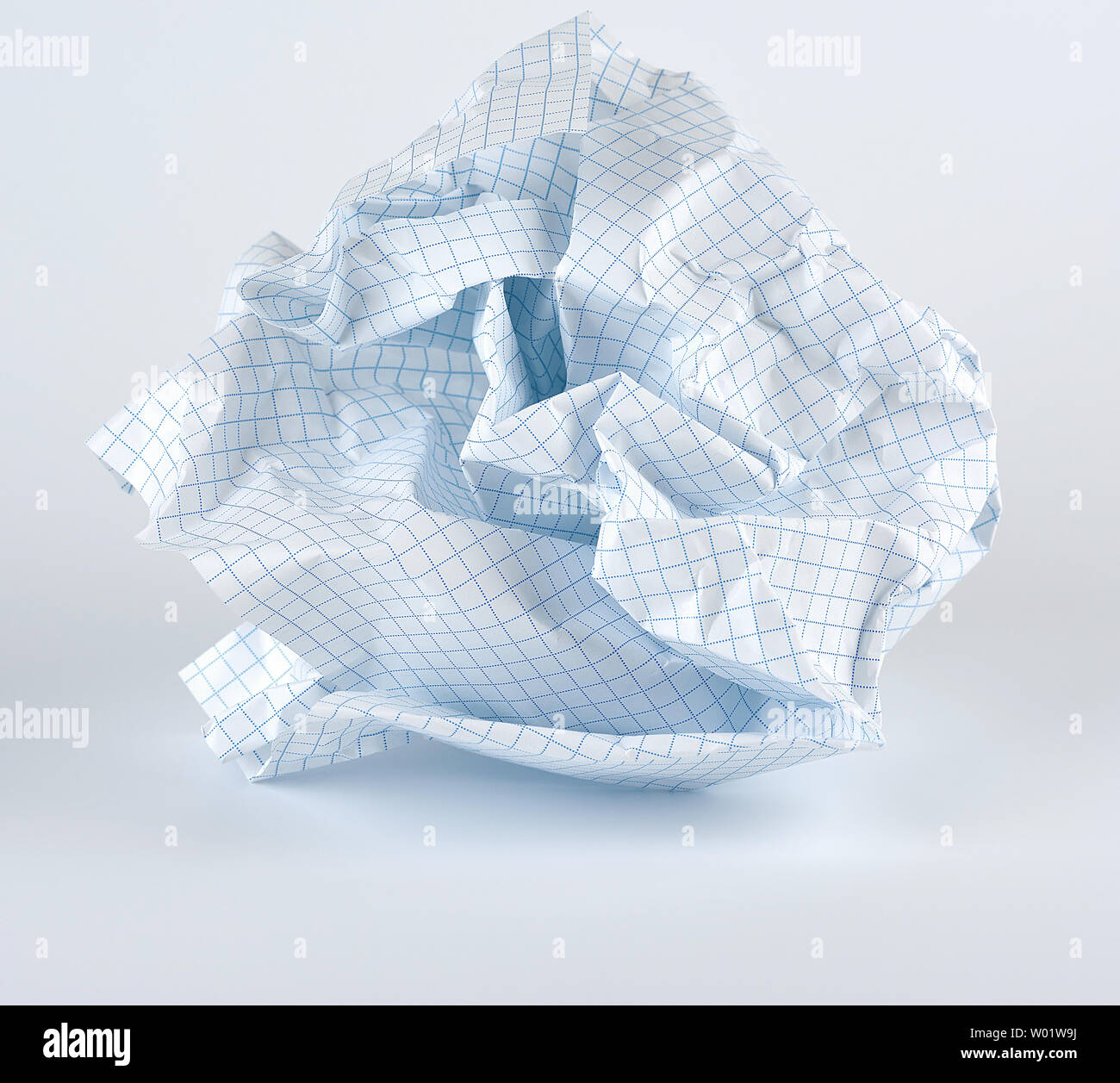 crumpled blank white sheet of paper into the cell from a school ...