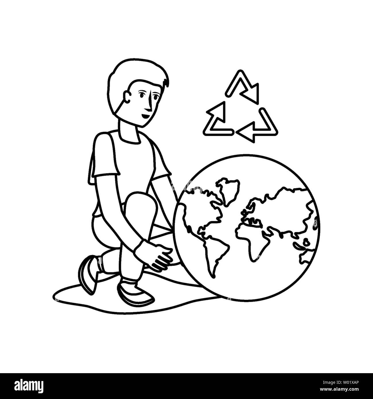 Planet sphere and avatar man design, Continent earth world globe ocean ...