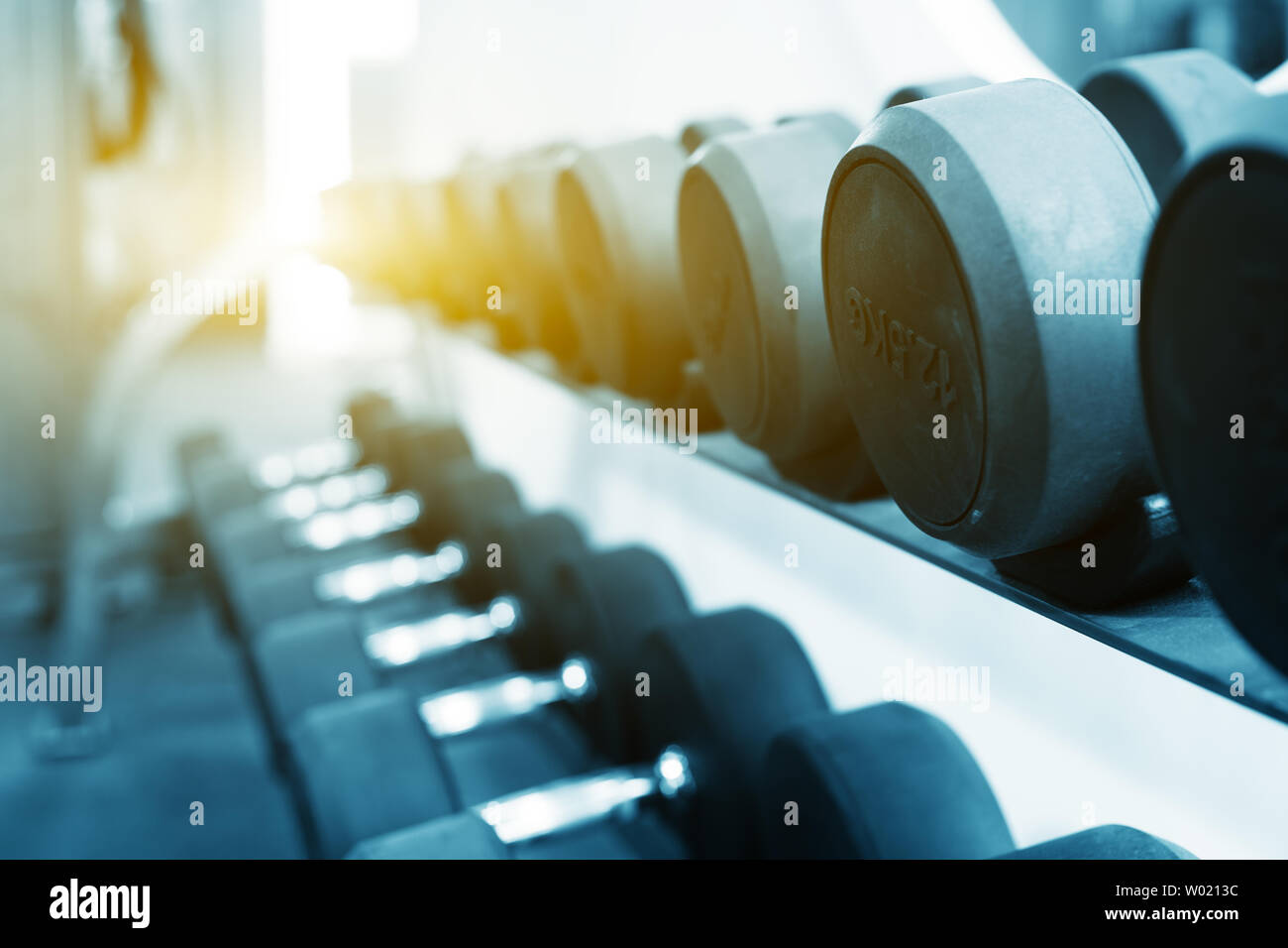 all kinds of fitness apparatus in modern gym Stock Photo - Alamy
