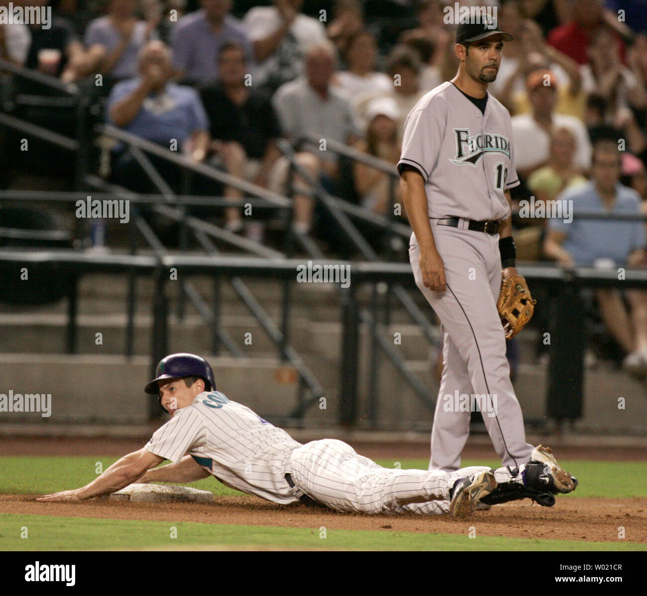 Arizona Diamondbacks Craig Counsell slides into third with a second ...