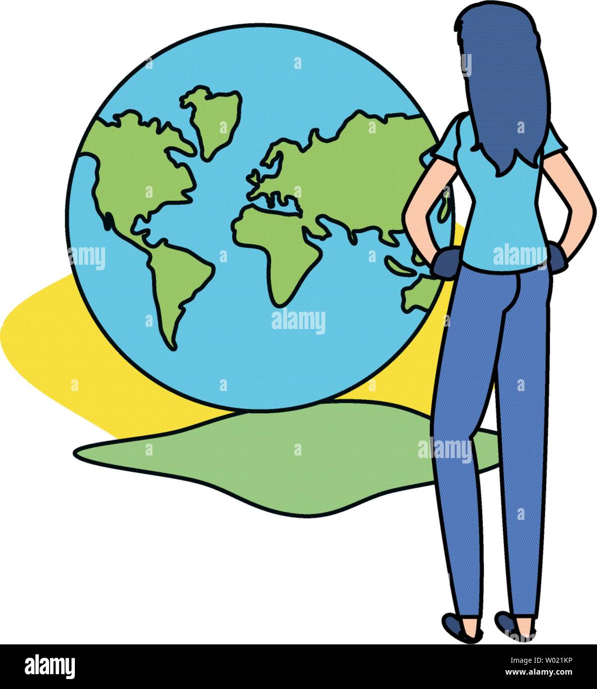 Avatar woman with planet sphere design, Continent earth world globe ...