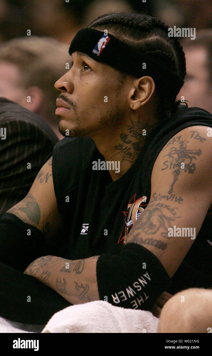 Philadelphia 76ers Allen Iverson watches his team in the fourth quarter ...