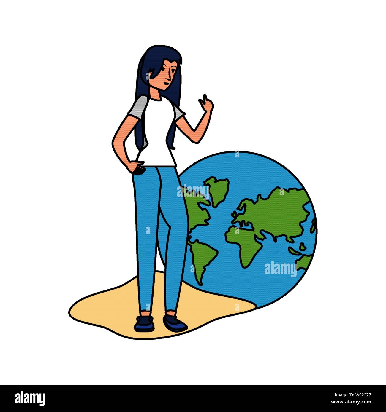 Avatar woman with planet sphere design, Continent earth world globe ...