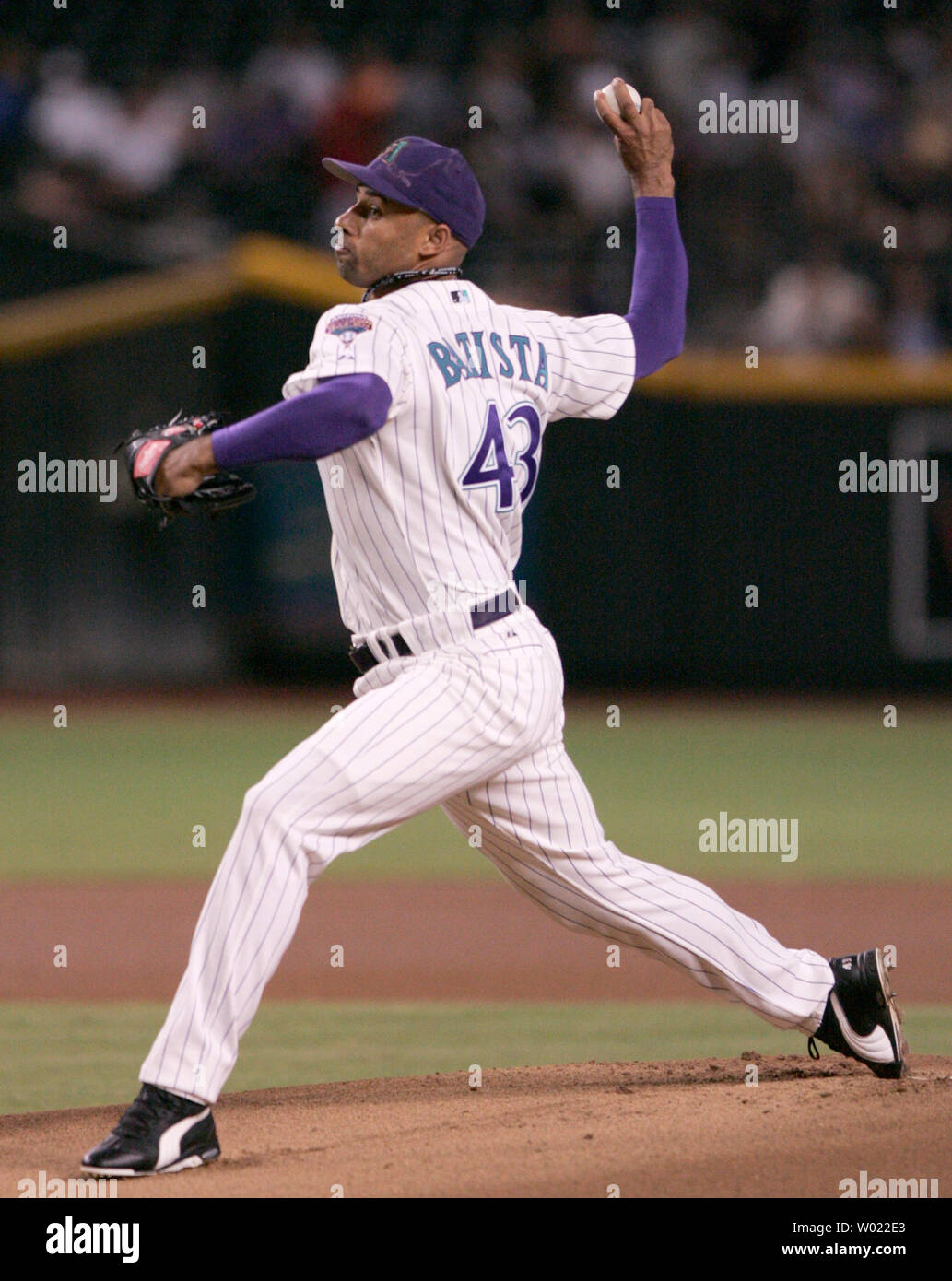 Arizona Diamondbacks starting pitcher Miguel Batista throws against the ...
