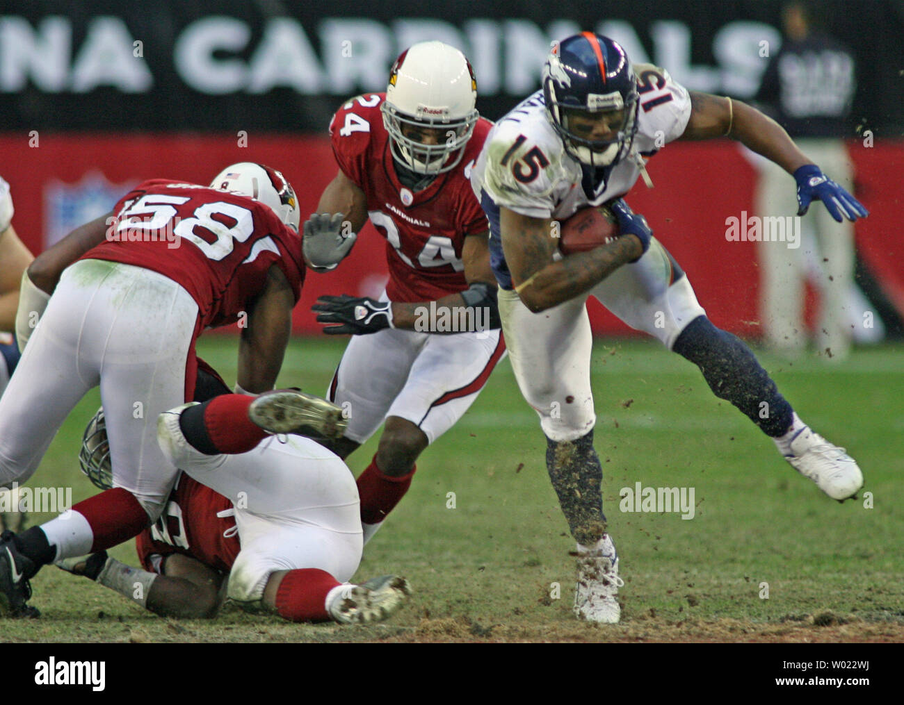 Denver Broncos' wide receiver Brandon Marshall (15) breaks away from ...