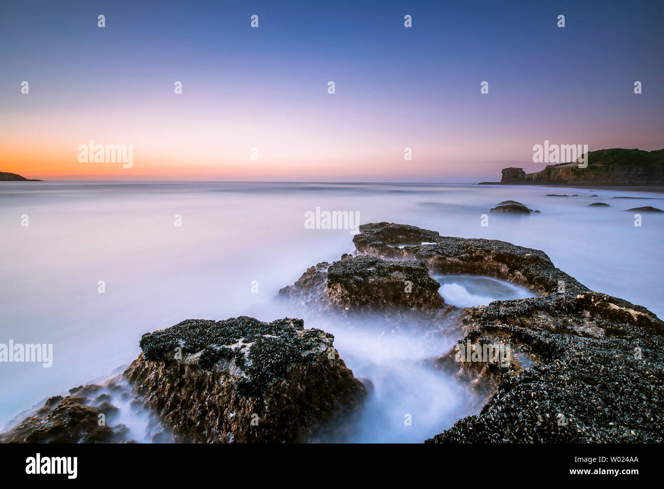 Sunset in Maori Bay, Auckland, New Zealand Stock Photo - Alamy