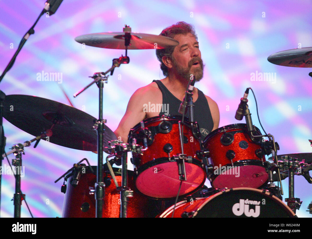 Drummer Doug "Cosmo" Clifford of Creedence Clearwater Revival performs ...