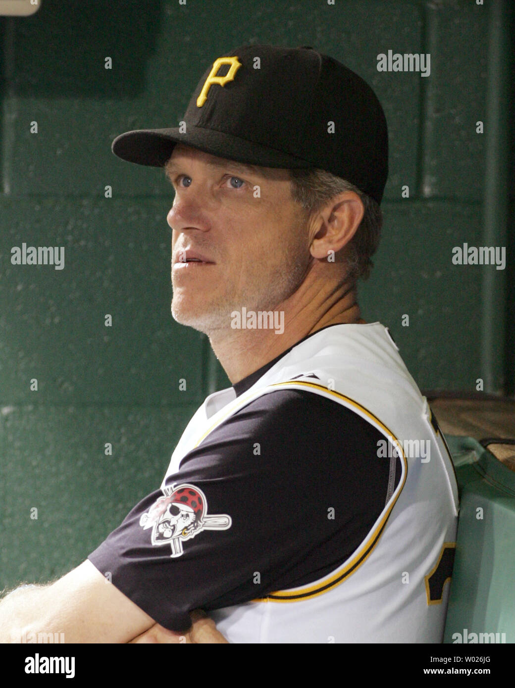 Pittsburgh Pirates manager Jim Tracy looks on from the dug out as his ...
