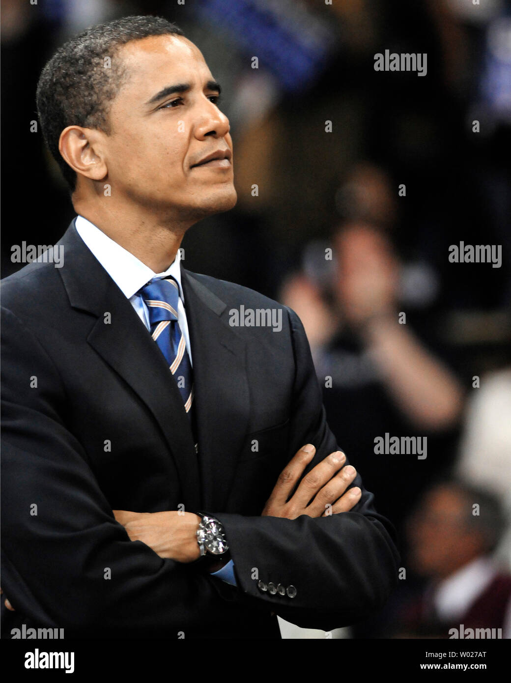 Sen. Barack Obama waits for his turn to address his supporters at the ...