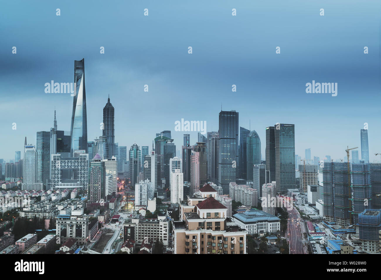 Asia, China Central Government Shanghai Blue Sky Baiyun Lower Pudong ...