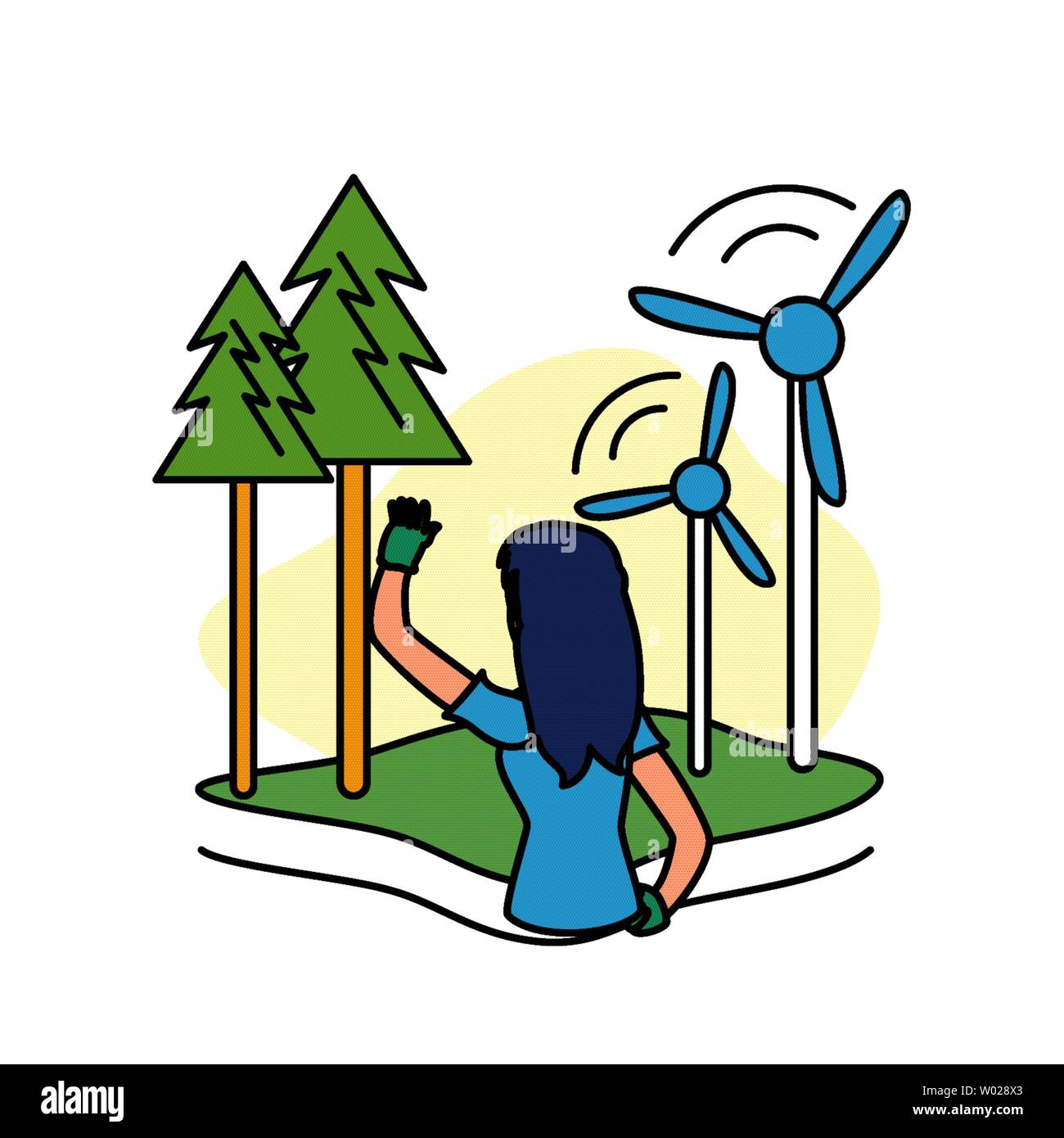 Avatar woman and wind mill design, Sustainability eco friendly green ...
