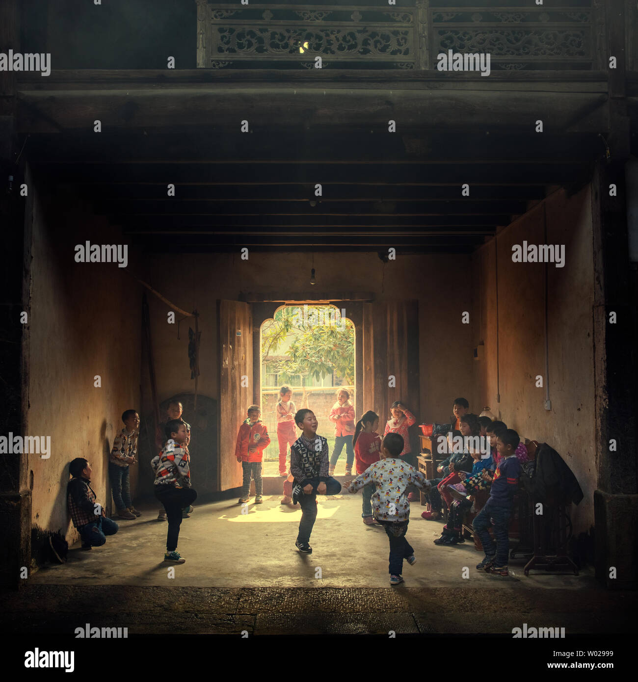 Country elementary school, kids who are taking recess Stock Photo - Alamy