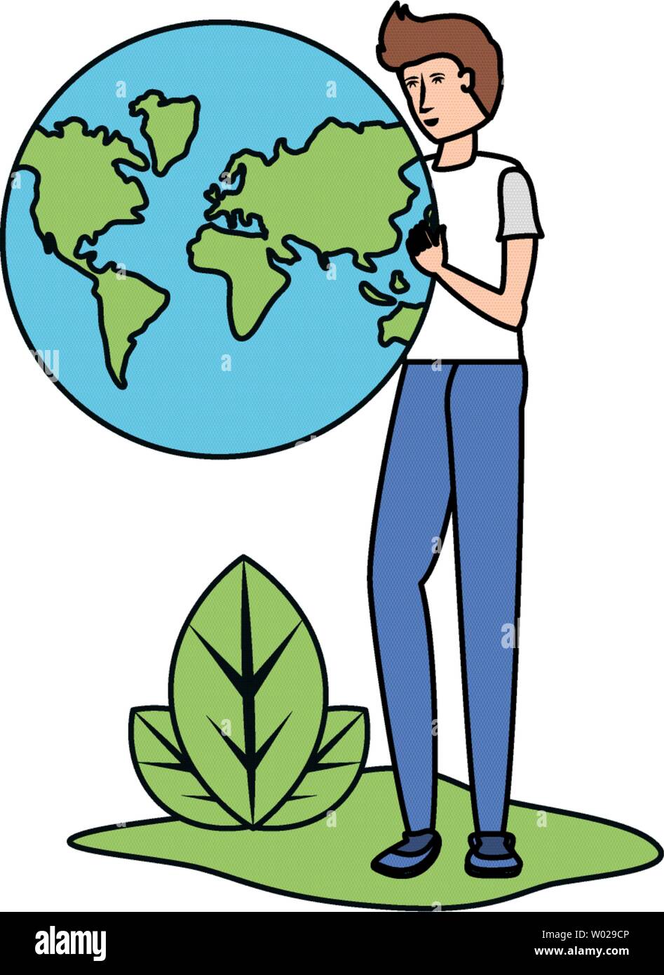 Avatar man with planet sphere design, Continent earth world globe ocean ...