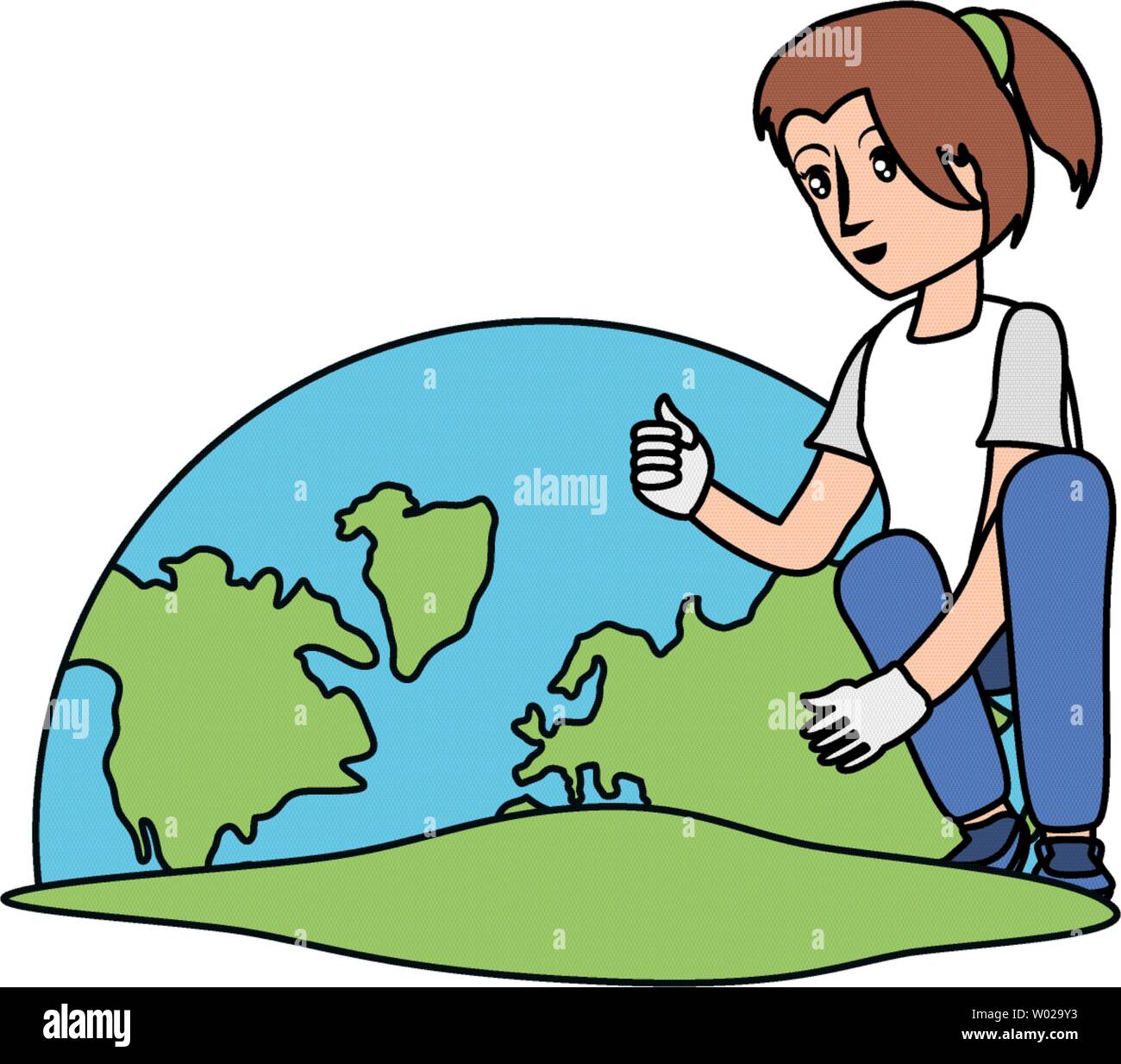 Avatar woman with planet sphere design, Continent earth world globe ...