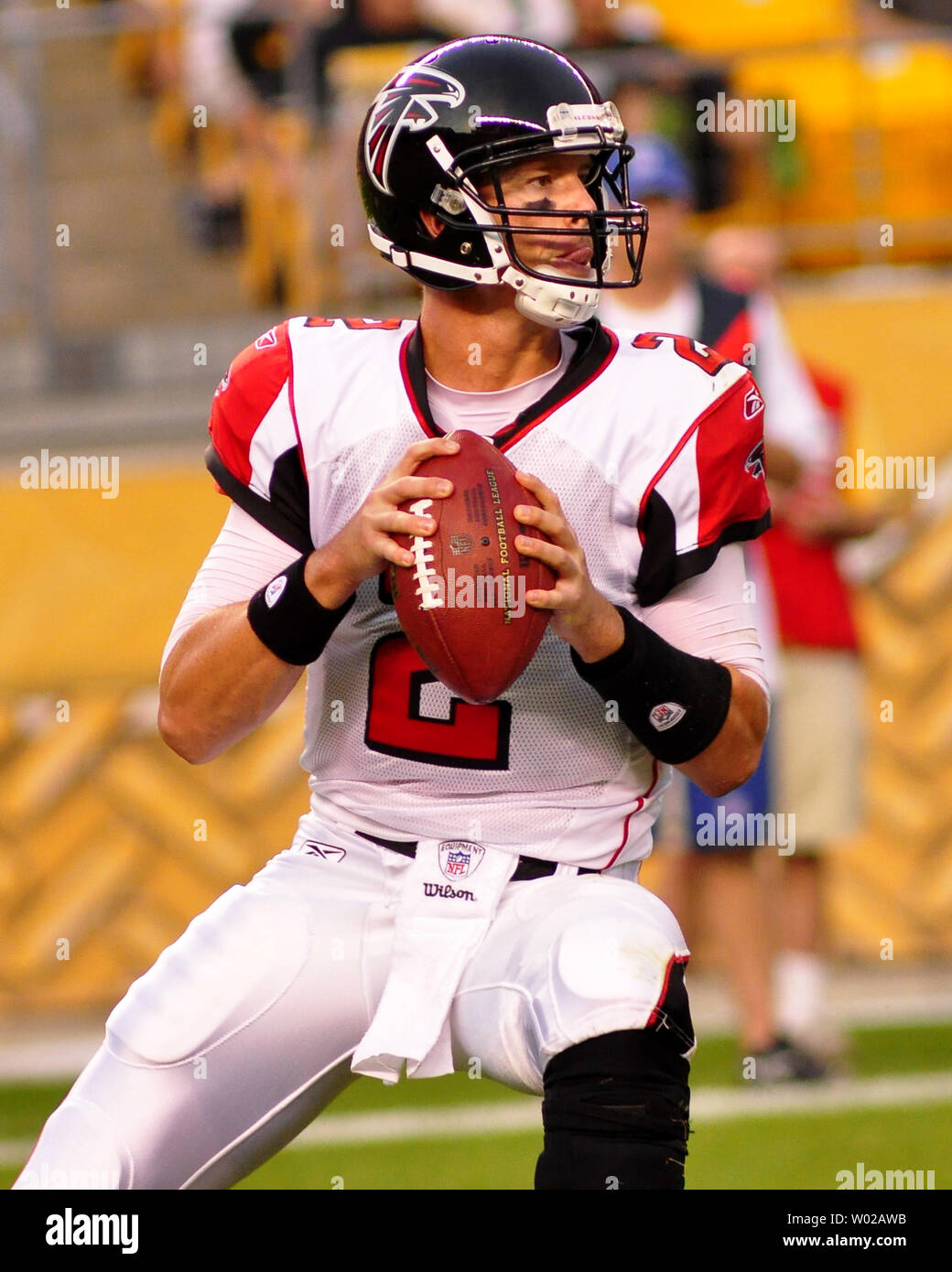 Atlanta Falcons quarterback Matt Ryan steps back to pass against the ...