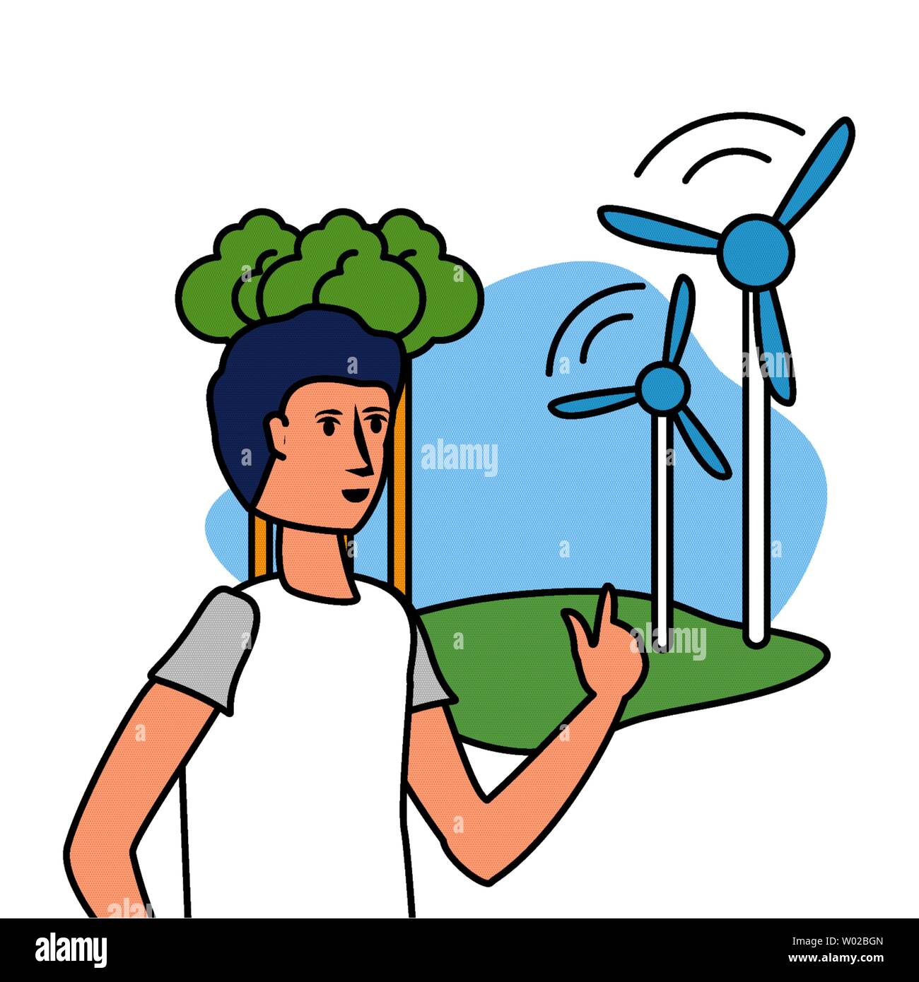 Avatar man and wind mill design, Sustainability eco friendly green ...