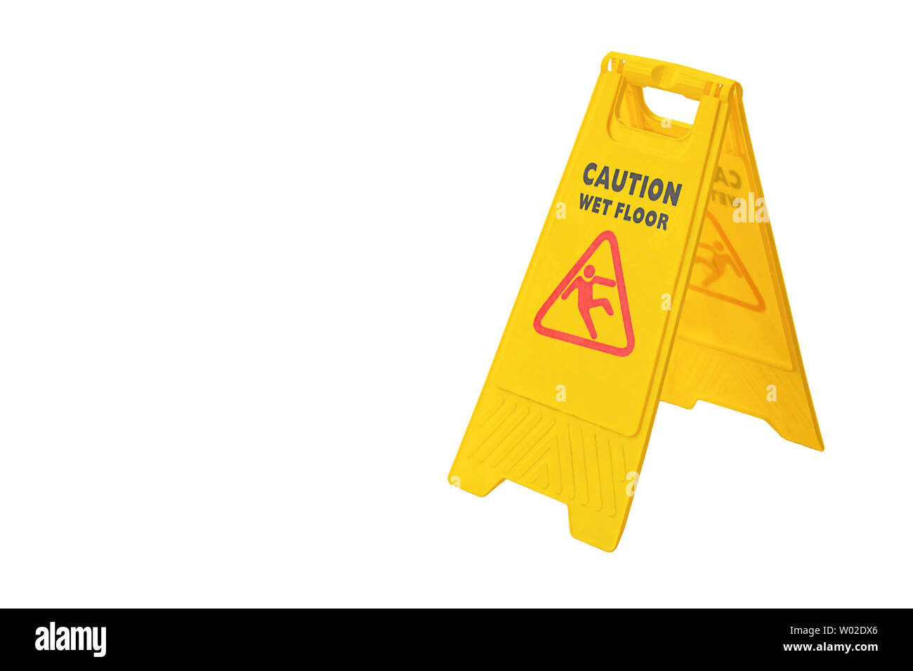 Isolated Warning plates wet floor on a white background with clipping ...