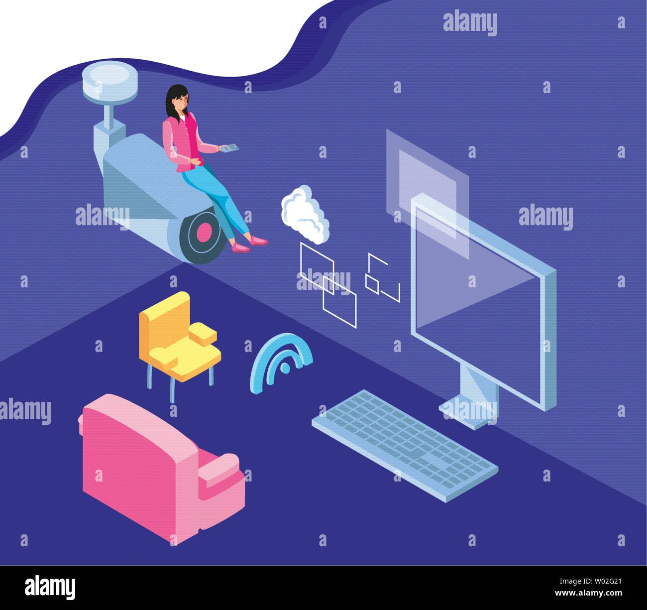 Icon set design, Digital technology communication social media internet ...