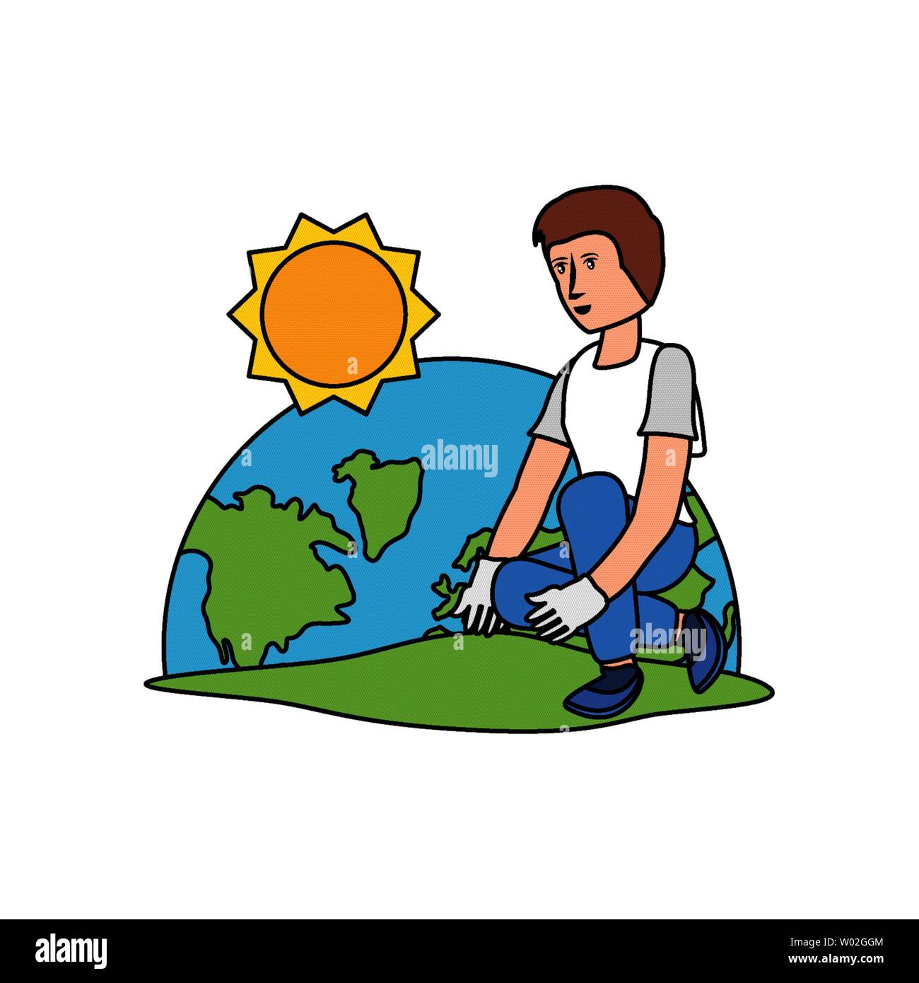 Avatar man with planet sphere design, Continent earth world globe ocean ...