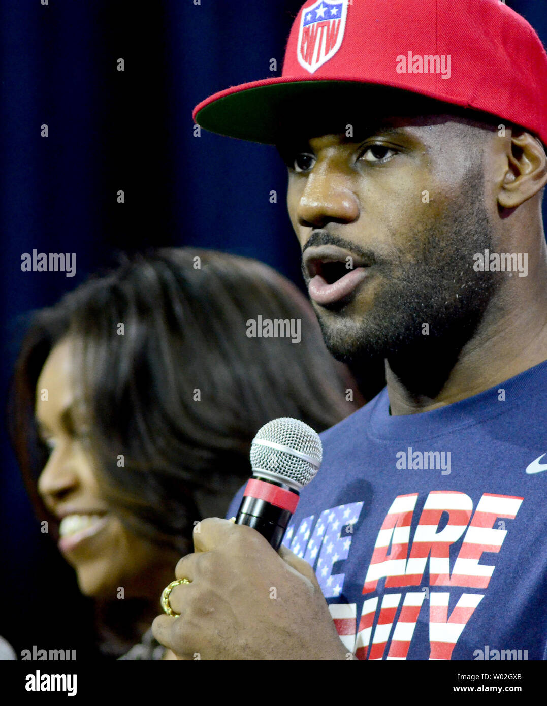 First Lady Michelle Obama and LeBron James leads the young crowd in ...